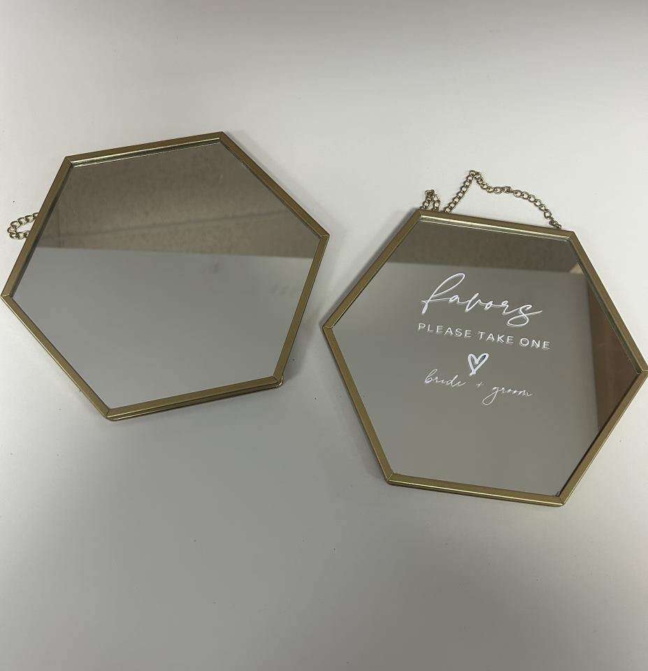 Custom Tabletop Signage – Ruby Design Event Rentals