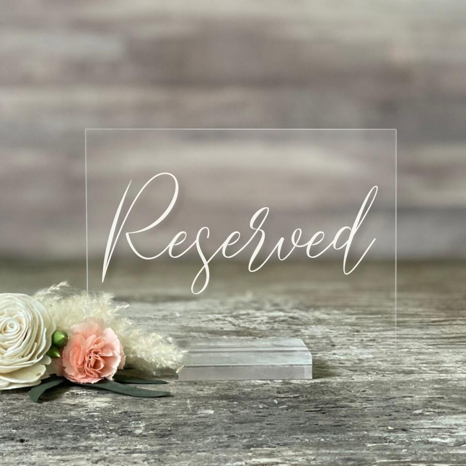 ‘Reserved’ Tabletop Signage – Ruby Design Event Rentals