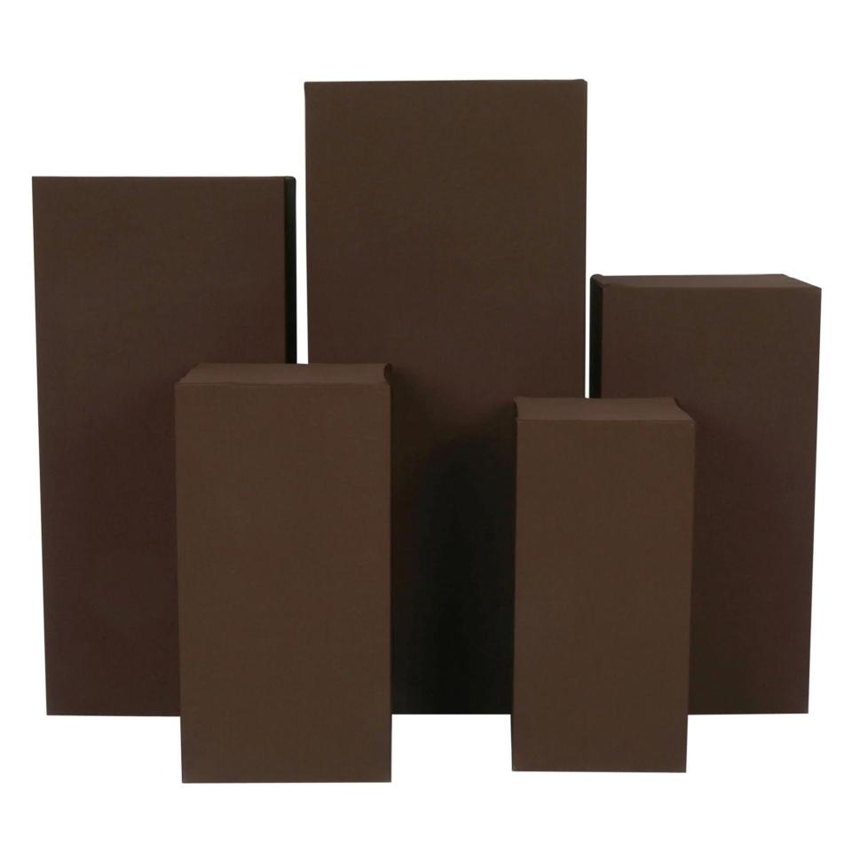 Brown Square Pedestal Set – 5 Pieces – Ruby Design Event Rentals