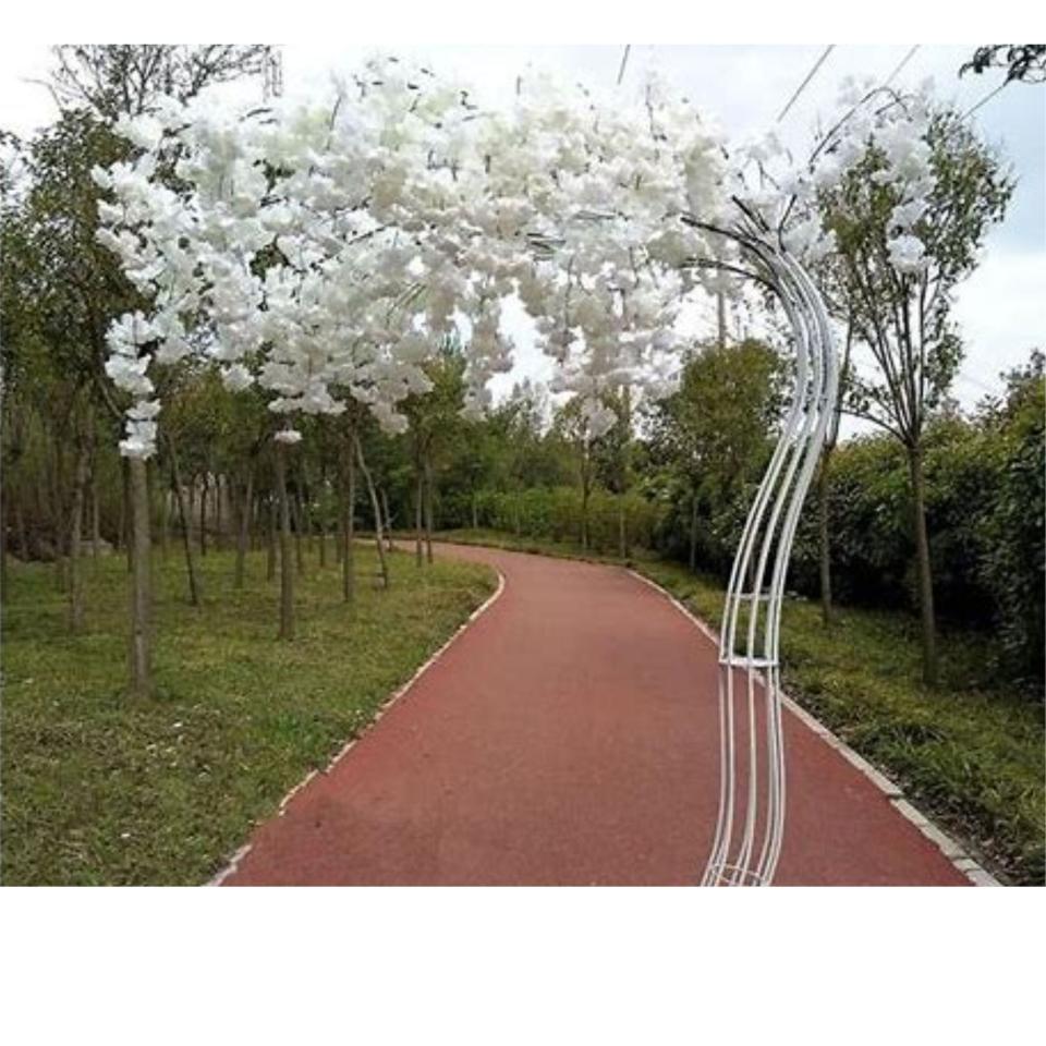 White Cherry Blossom White Metal Arch – Ruby Design Event Rentals