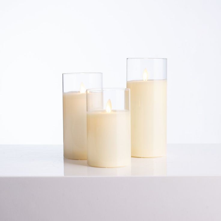 Cylinder Trio w/ LED Wax Pillar Candles – Ruby Design Event Rentals